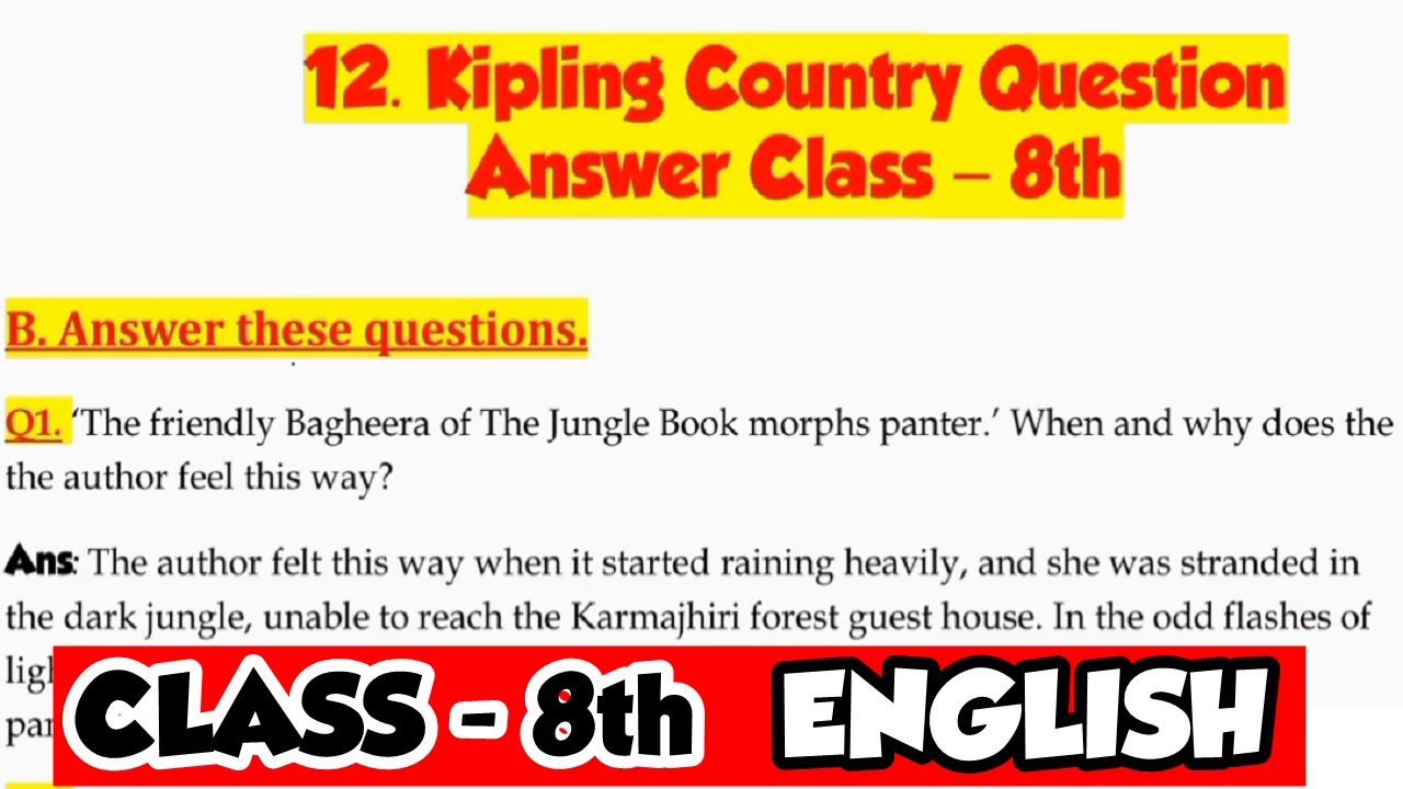 Kipling Country Question Answer Class 8 The Magic Carpet - YouTube