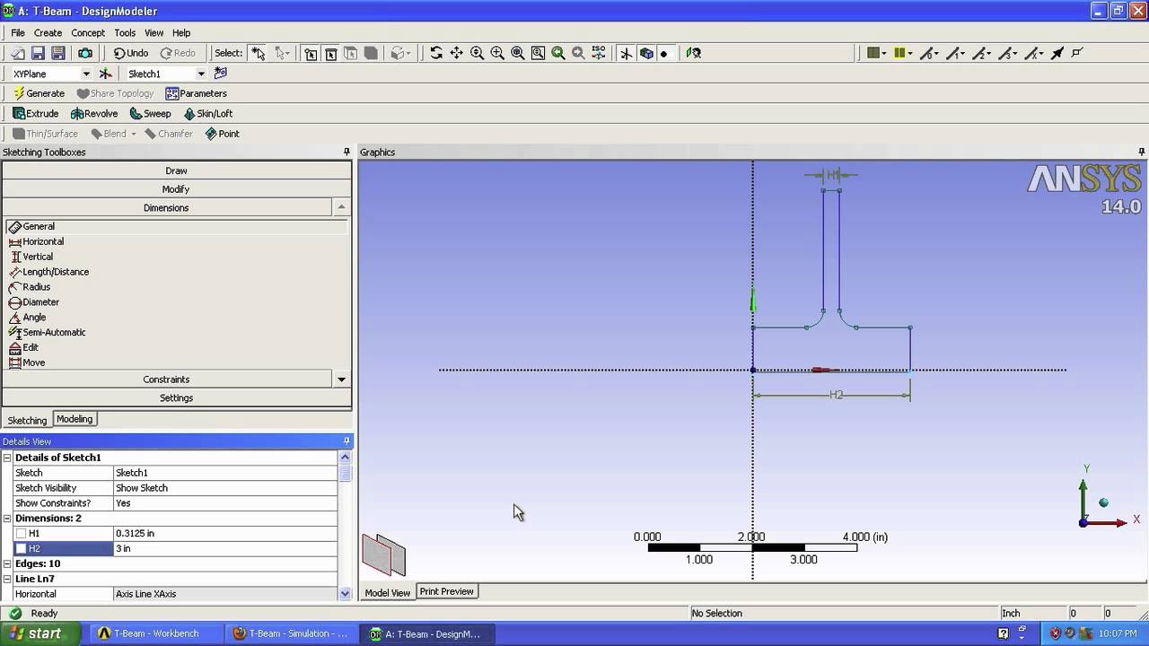 SimCafe: T-Beam in ANSYS, Geometry - YouTube