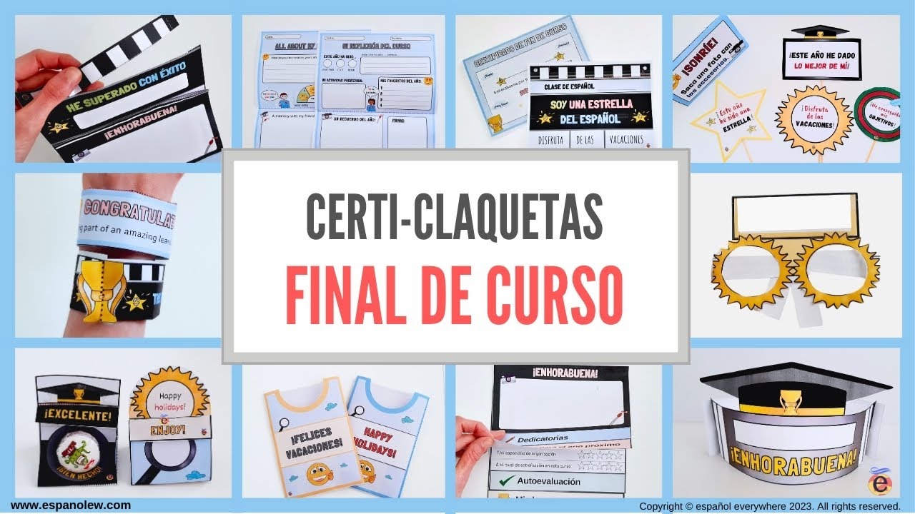 💡FIN DE CURSO- Certificados, juegos y decoraciones 🌎ESPAÑOL E INGLÉS. # ...