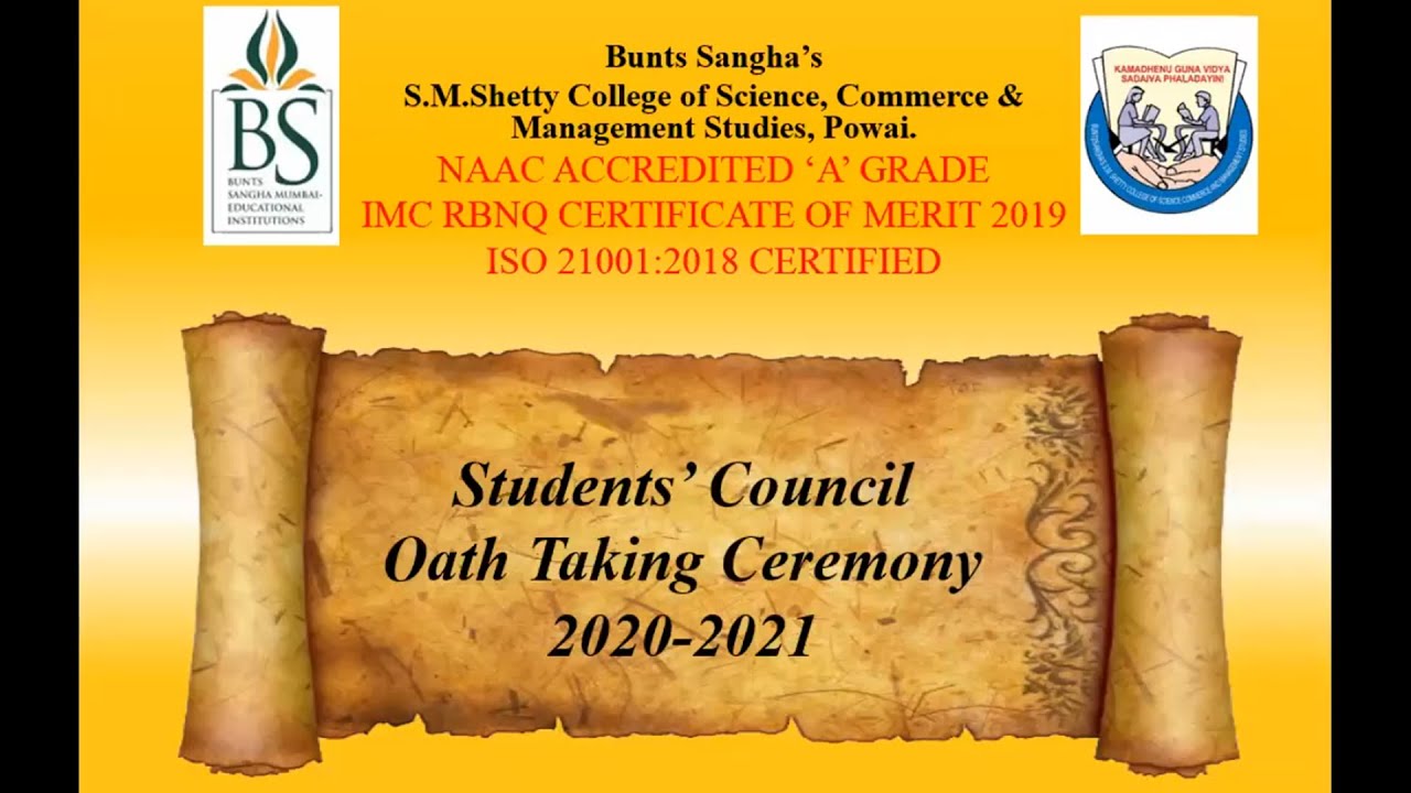 Students' Council Oath Taking Ceremony 2020-21 - YouTube