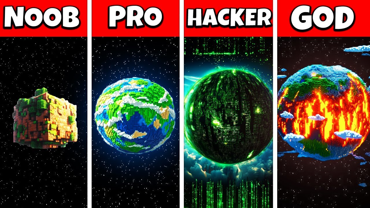 Minecraft PLANET House Build Challenge - NOOB vs PRO vs HACKER vs GOD ...