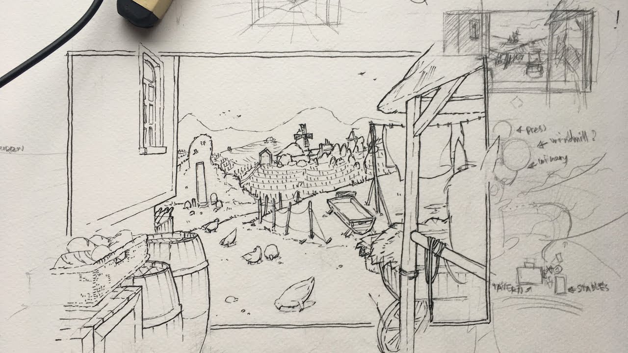 Wine, vineyard, winery (let's draw 020) - YouTube