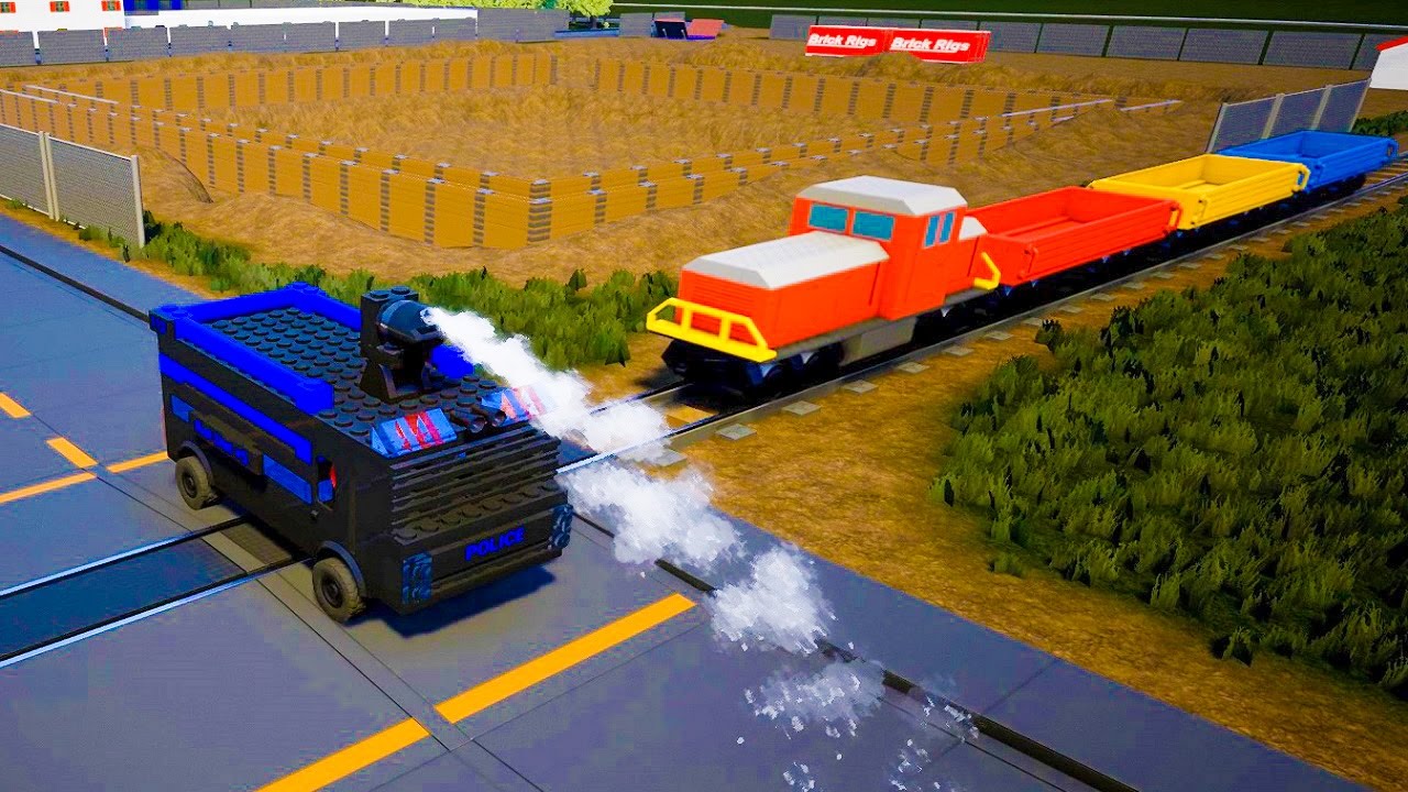 Lego Car Destruction by Train 13 - Brick Rigs - YouTube