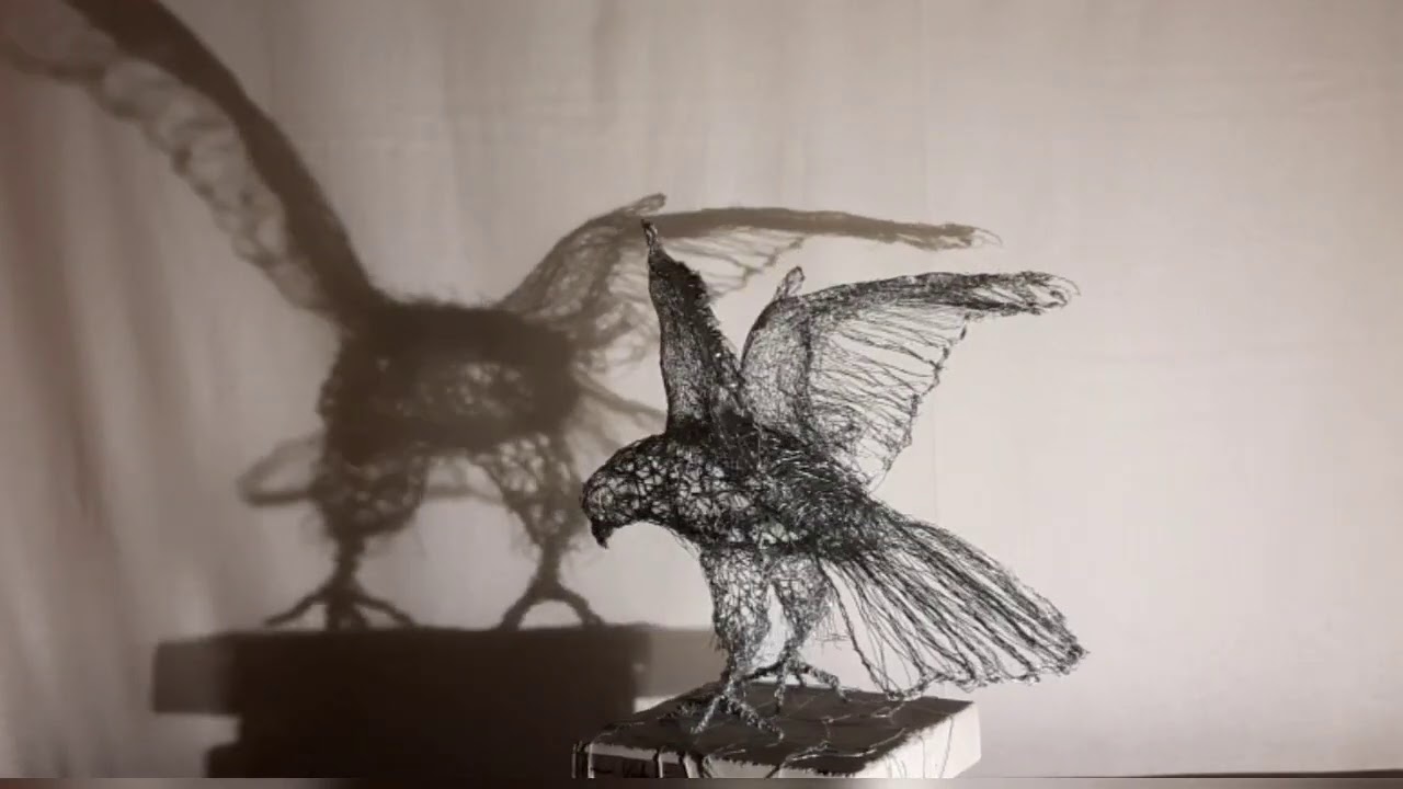 Peregrine falcon wire sculpture - YouTube