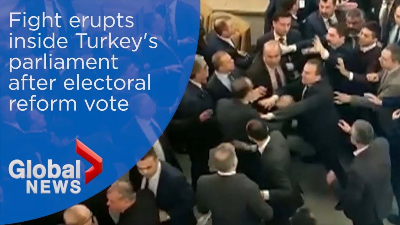 Fight erupts in Turkish parliament after controversial electoral ...