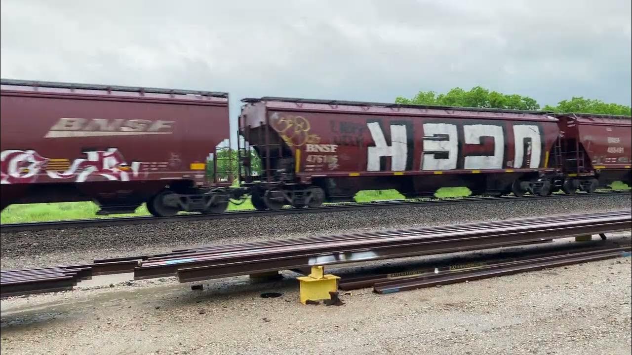 SB BNSF grain train in the rain 4/20/24 - YouTube