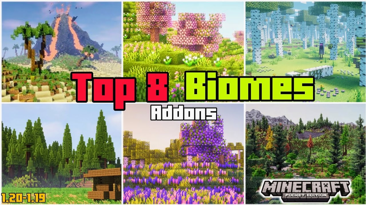 🎖️TOP 8 BIOMES🏞️ ADDONS / MODS | For #minecraft PE 1.20 - 1.19 #addons ...