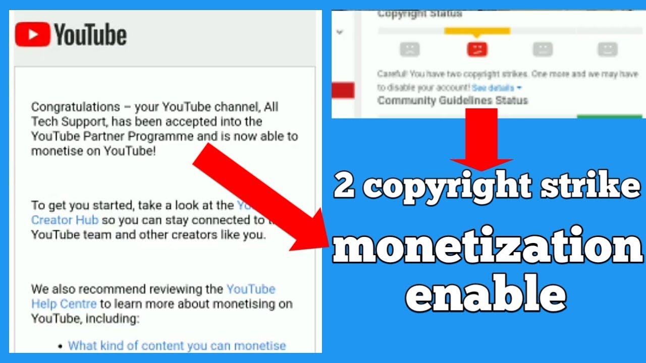 monetization enable 2 copyright strike on youtube channel / By Technical Ujjwal - YouTube