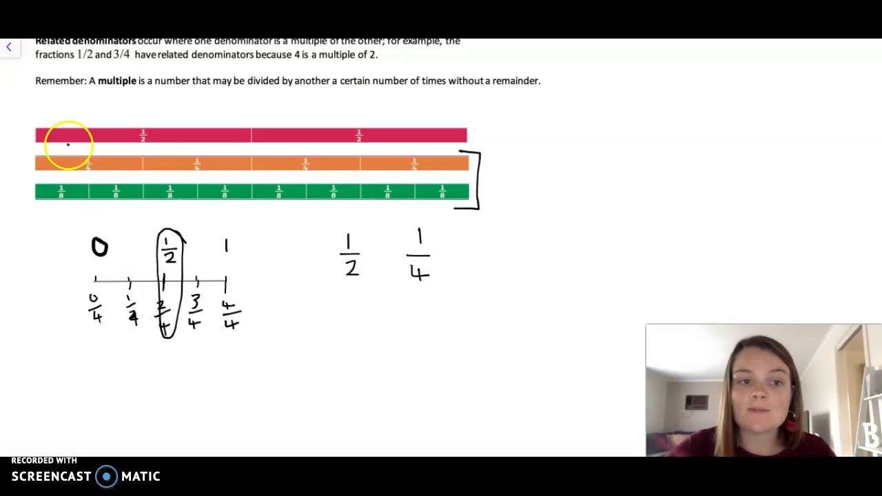 Compare fractions with related denominators and locate and represent ...