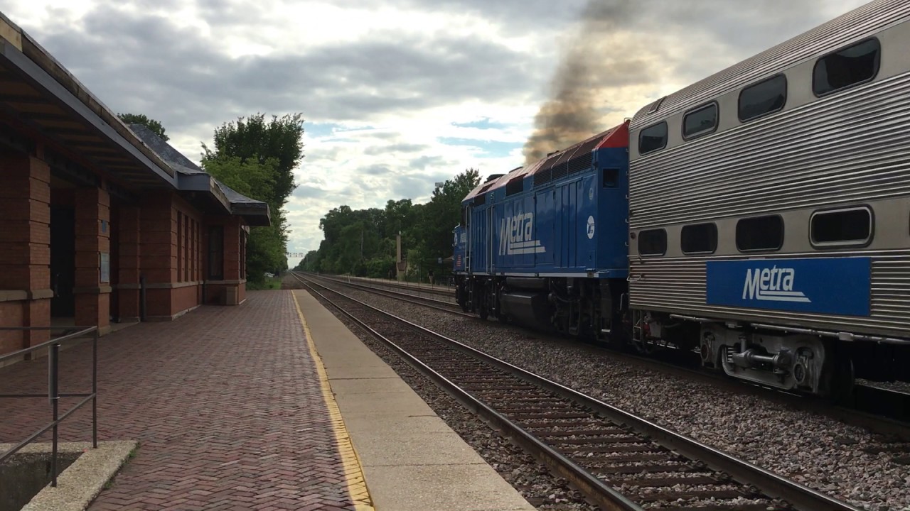 Outbound Metra 114 Express Passing Outbound Metra 196 at Riverside IL ...