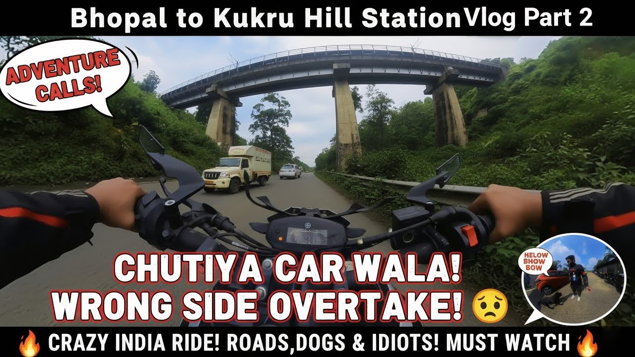 “CRAZY India Ride 🚨 Wrong Side Car Overtake | Bhopal to Kukru Hill ...
