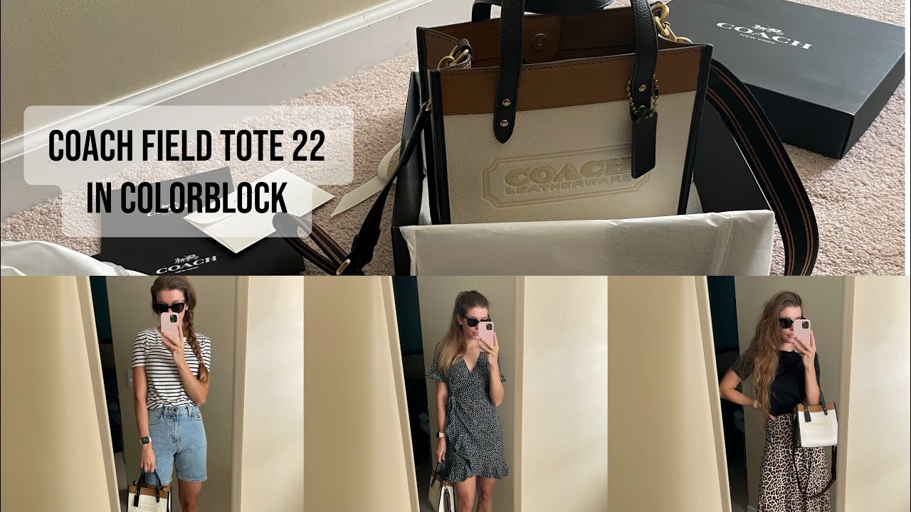 My new COACH FIELD TOTE 22 IN COLORBLOCK + Summer HAUL - YouTube