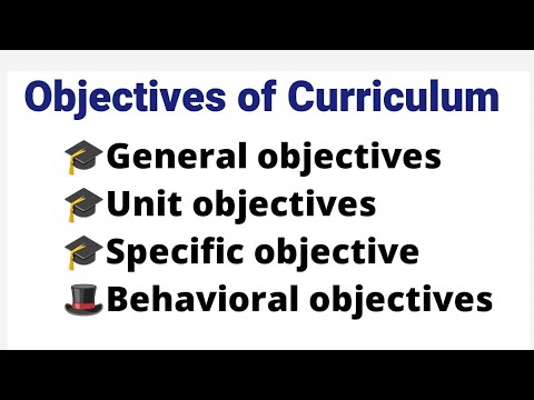 Objectives of Curriculum, General objectives, Unit object, Specific ...
