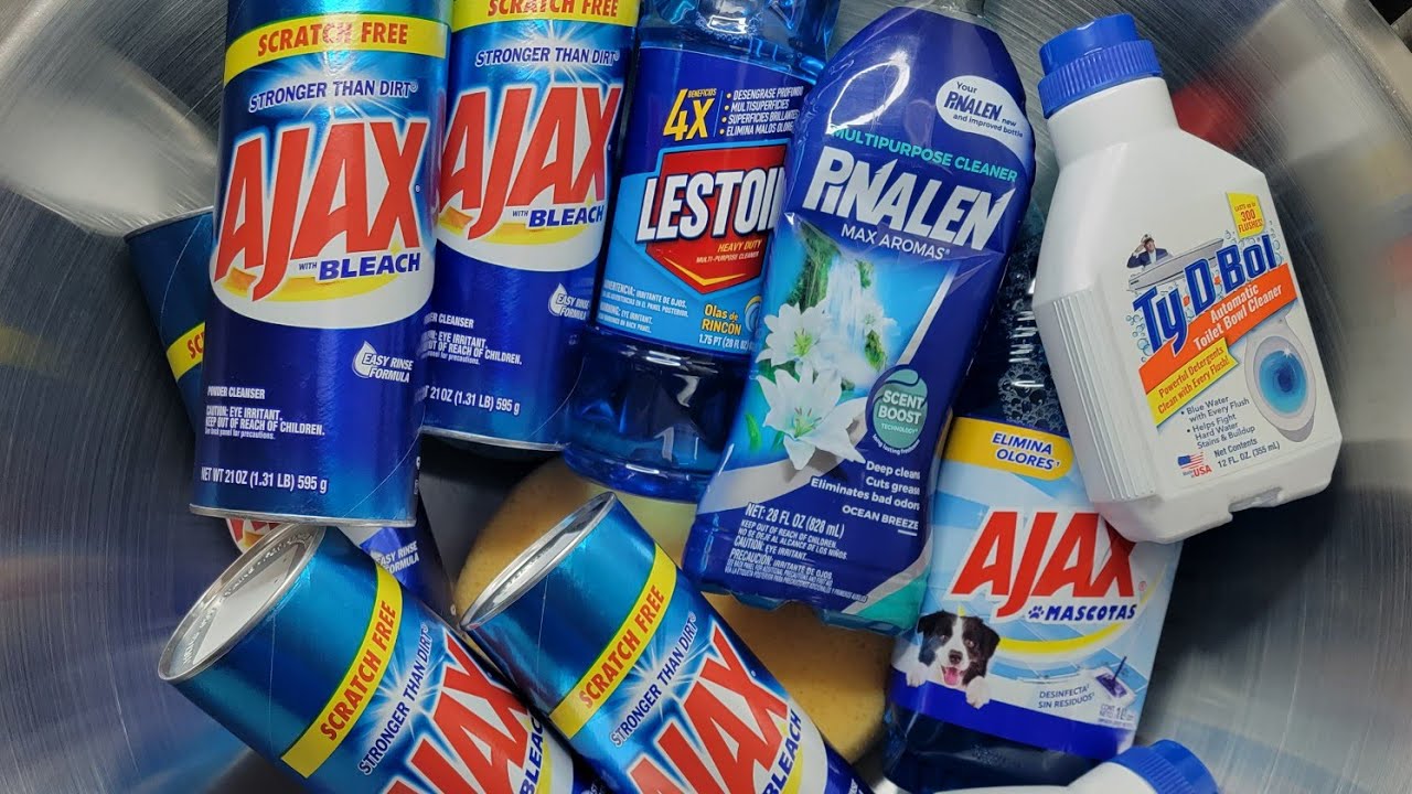 Blue! AJAX, Lestoil, Pinalen, TyDBowl and 5 cans of AJAX Powder! - YouTube