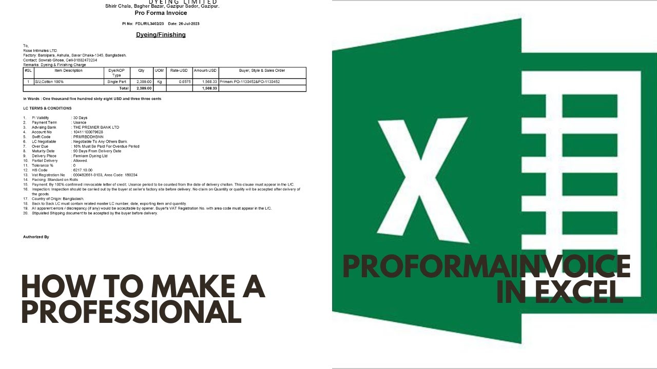 How to Make a Professional Invoice in Excel | Proforma Invoice - YouTube