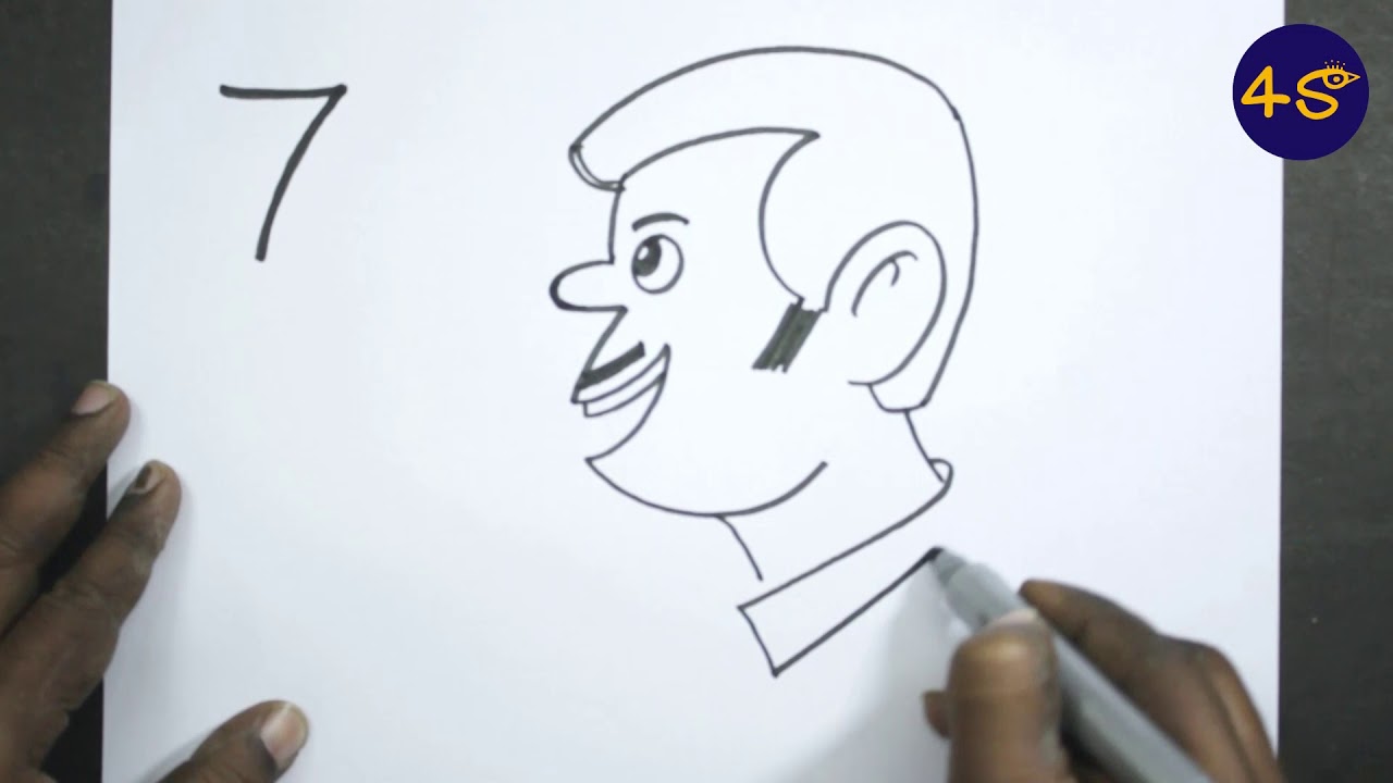 Very Easy - How To Turn Number 7 Into Cartoon Boy face - YouTube