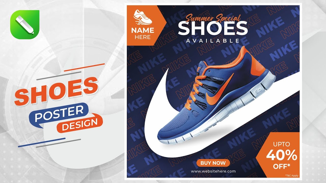 Nike shoes poster design in coreldraw | Shoes Ad design in corel ...