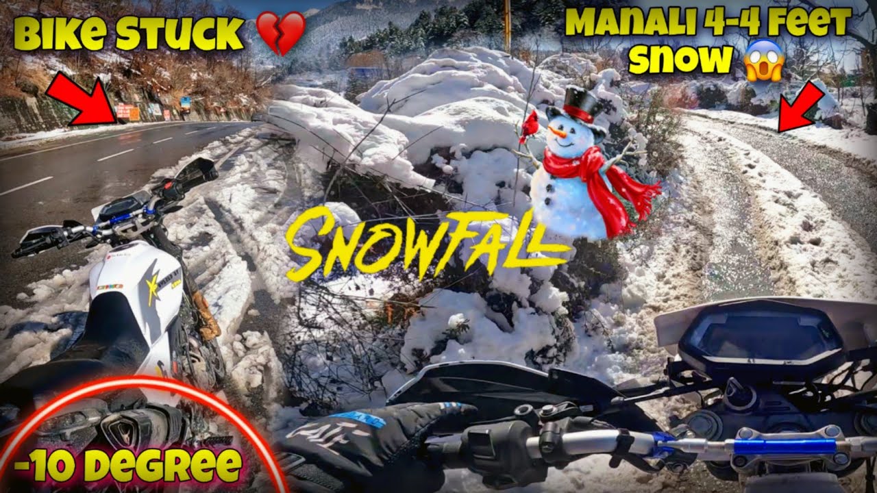 Exploring the First Snowfall in Manali 4 Feet Snow😱Bike Stucked ...