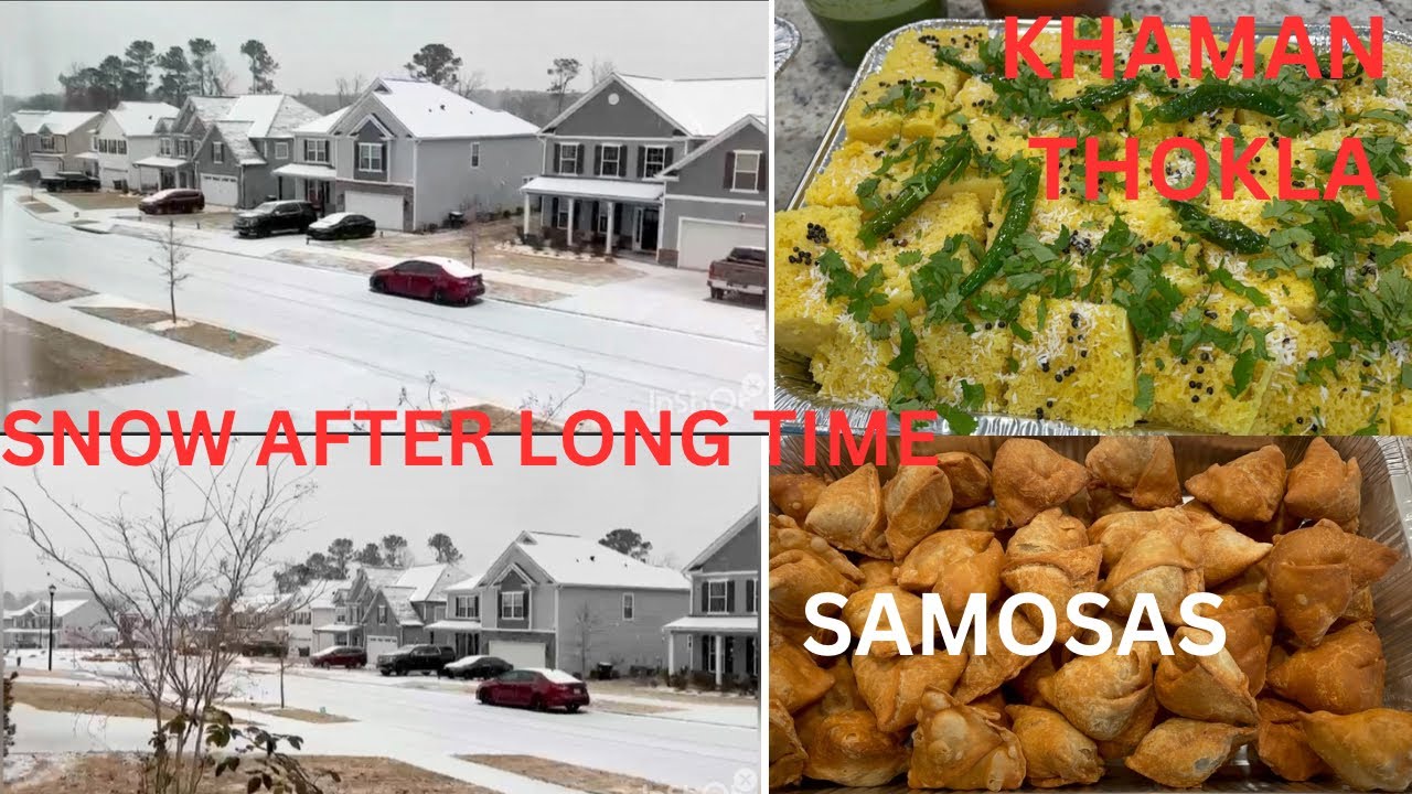 Sick in Snowy day | Snow after long, Making samosas, Khaman # ...