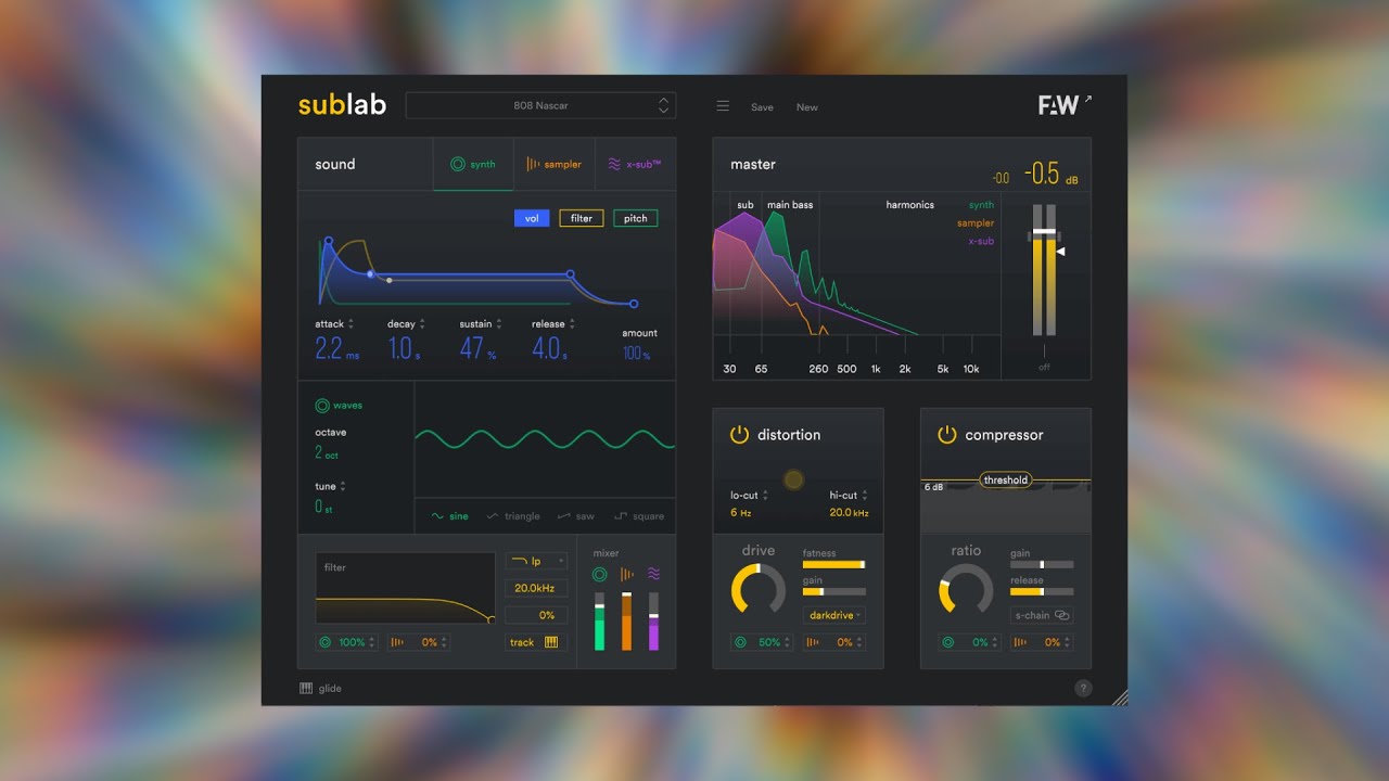 SubLab Synth [100% FREE] Synthesizer powerful 808 style sub-bass sounds ...