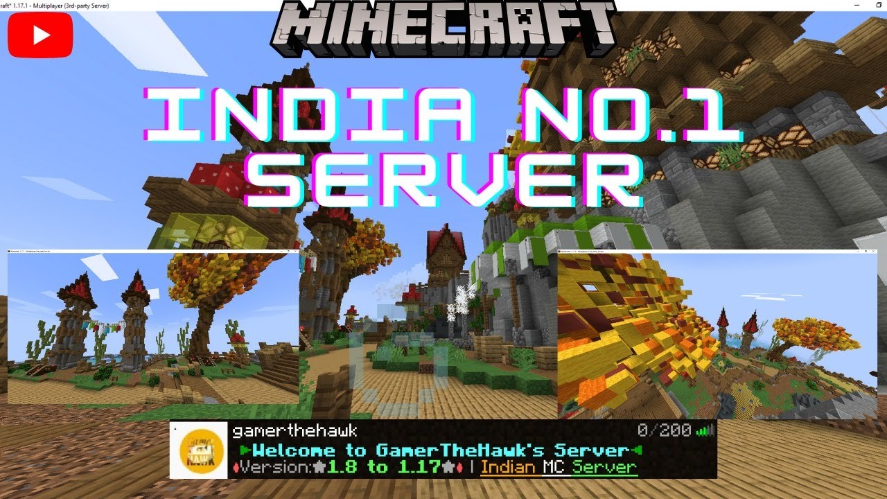 🔴MINECRAFT INDIAN NO.1 SERVER🔴JOIND FUN🔴SERVER IP mc.gamerthehawk.live🔴 ...