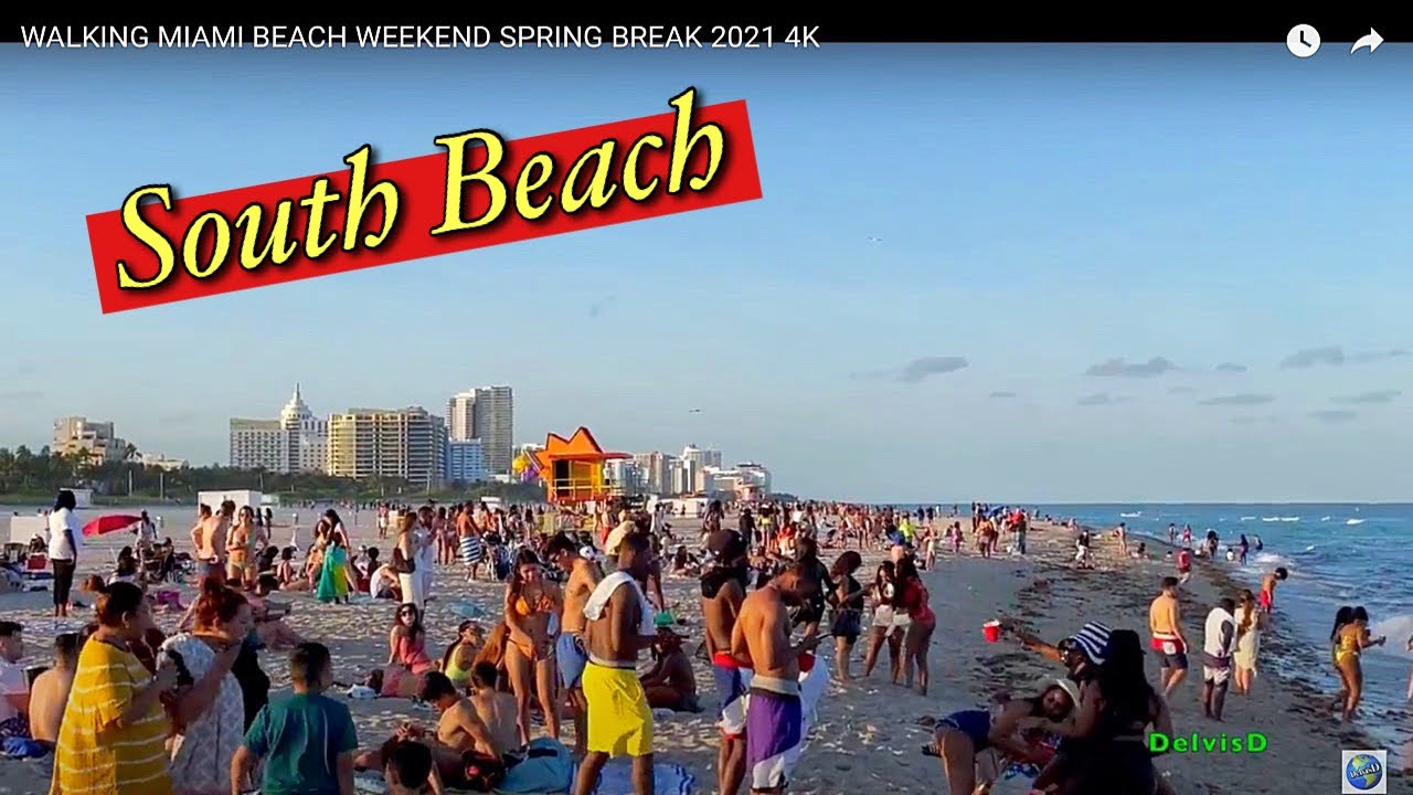 Walking SUTH BEACH, Crowded Beach during Spring Break 2021. - YouTube