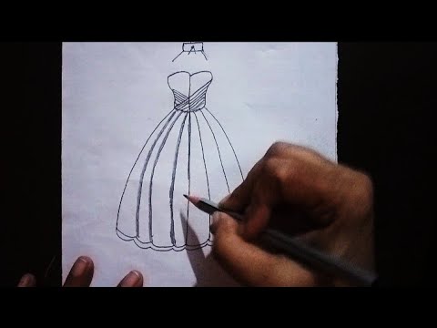 how to draw beautiful bridal dress step by step || dress drawing easy ...