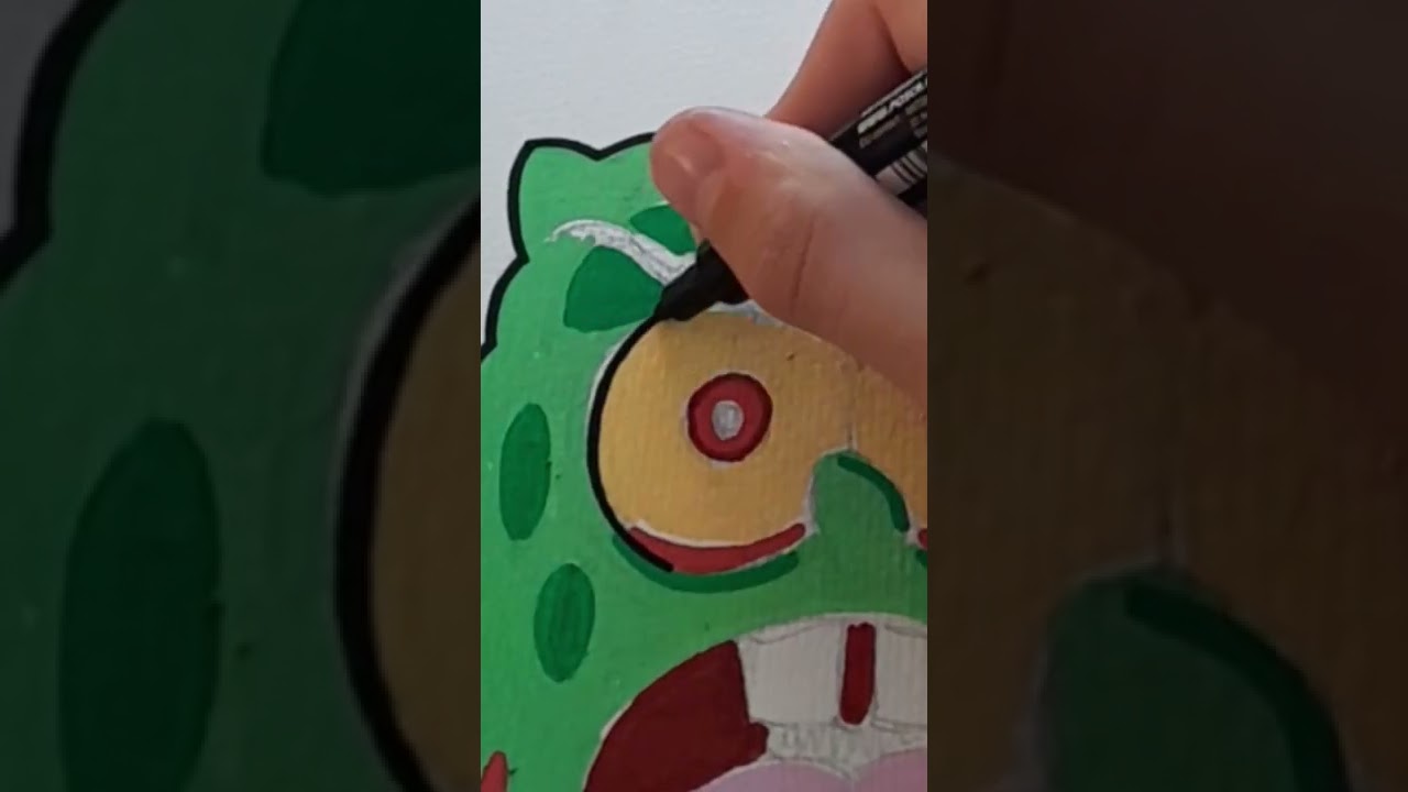 Drawing Spongebob as a zombie using posca markers! #satisfying #drawing ...
