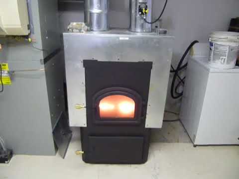 Leisure Line stoker furnace Hyfire II with both burners running. - YouTube