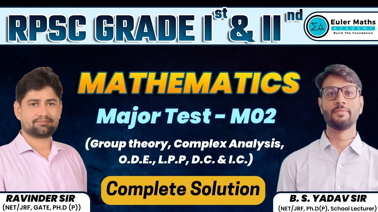 RPSC 1st & 2nd Grade Vacancy - 2024 | Maths | Test Series | Major Test ...