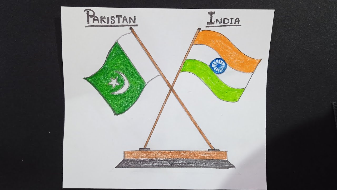 draw Pakistan and India flag|independence Day|how to draw flag colour ...