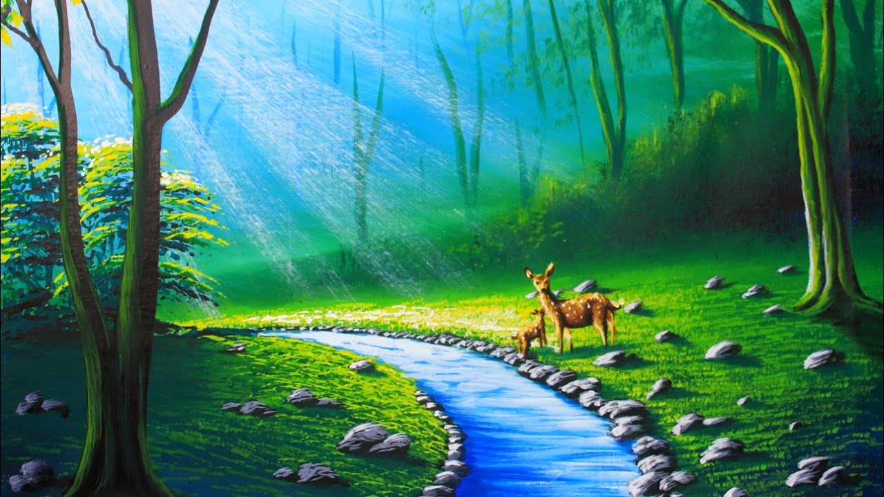 IN THE MIDDLE OF SILENCE | Forest nature scenery drawing painting - YouTube