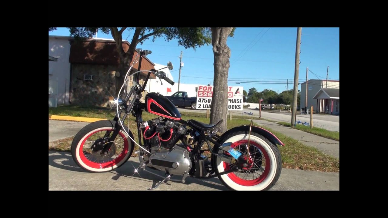 Vintage 73 Custom Harley Davidson Ironhead Bobber Motorcycle - YouTube