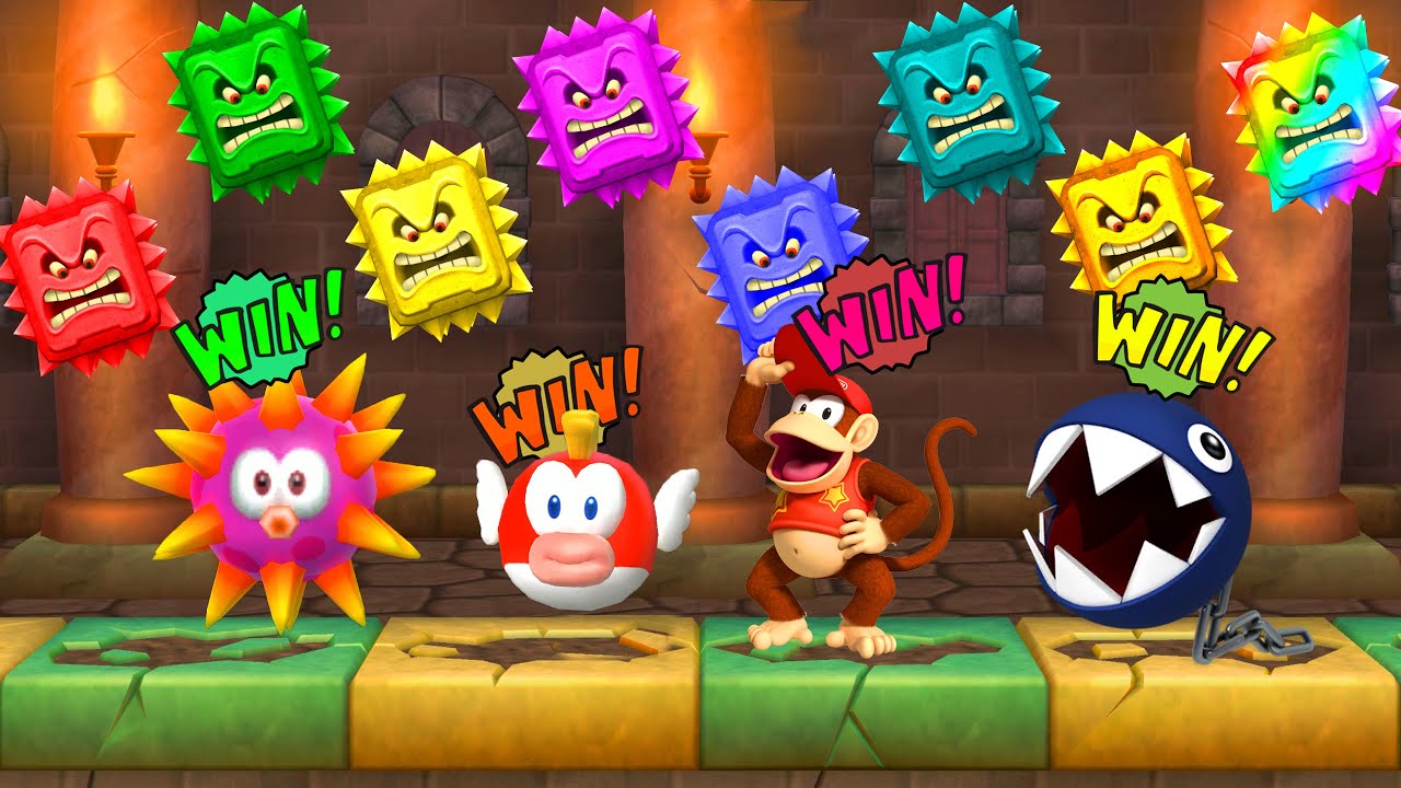 Mario Party 9 - Cheep Cheep vs Diddy Kong vs Chain Chomp vs Porcupine ...