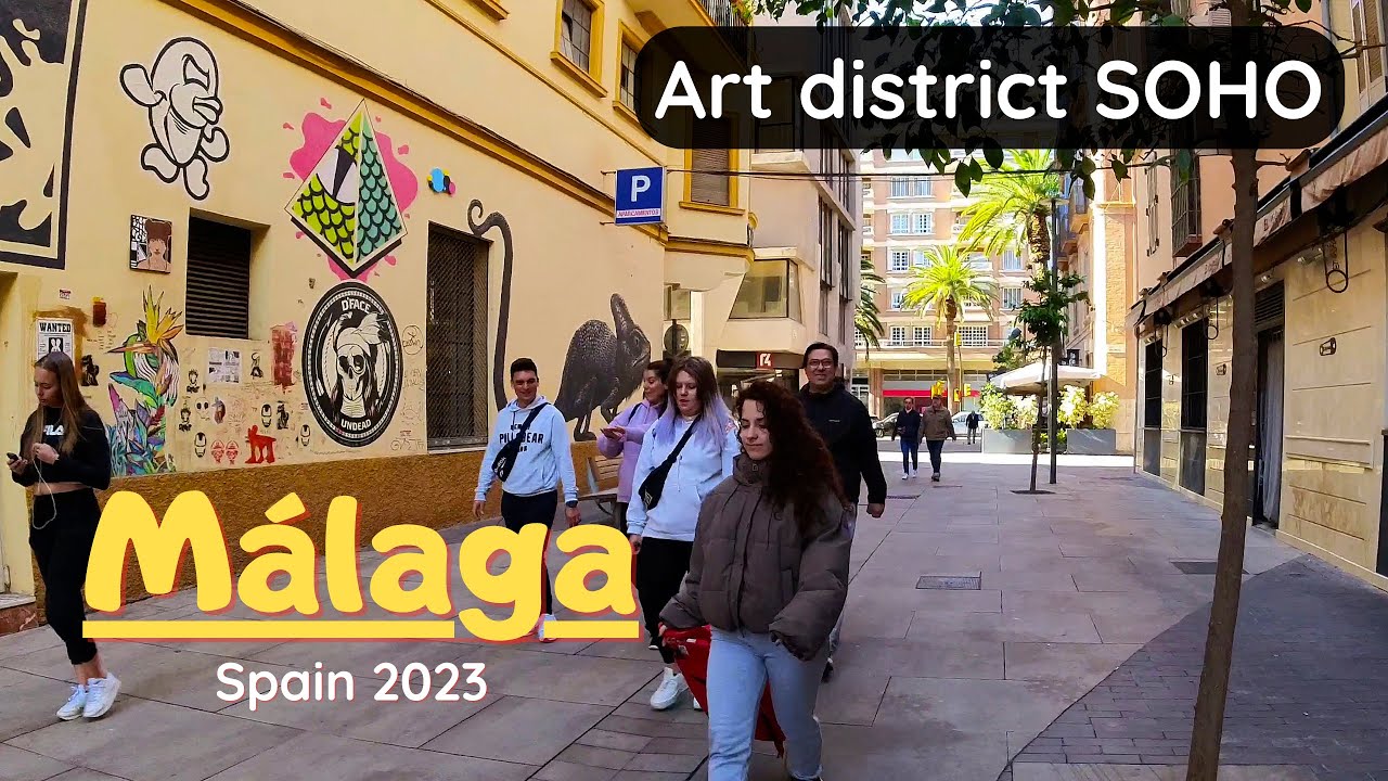 Malaga centre - artistic district SOHO. 4K Walk tour Spain. Costa del ...