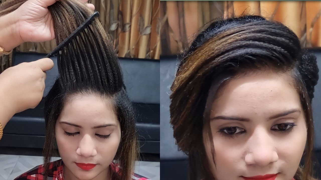 Professional Bridal Hairstyle || Easy Trick to make lines with z comb ...