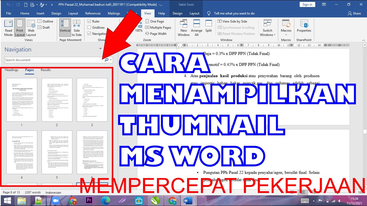 Cara Menampilkan Thumbnail Pada Microsoft Word - YouTube