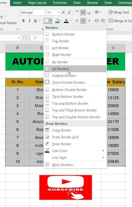 Automatic Border I Border in ms excel I Excel Border I ms excel auto border I Excel shorts # ...