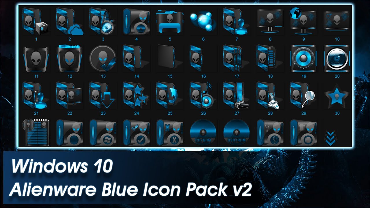 Windows 10 Alienware Blue Icon Pack v2 w10 19h1+ - YouTube