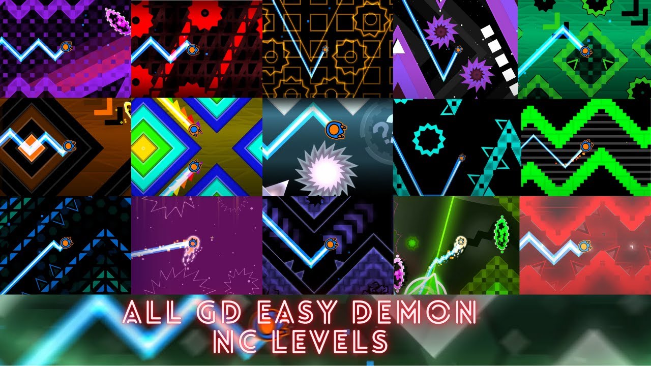 Every Easy Demon Nine Circles level in Geometry Dash - YouTube