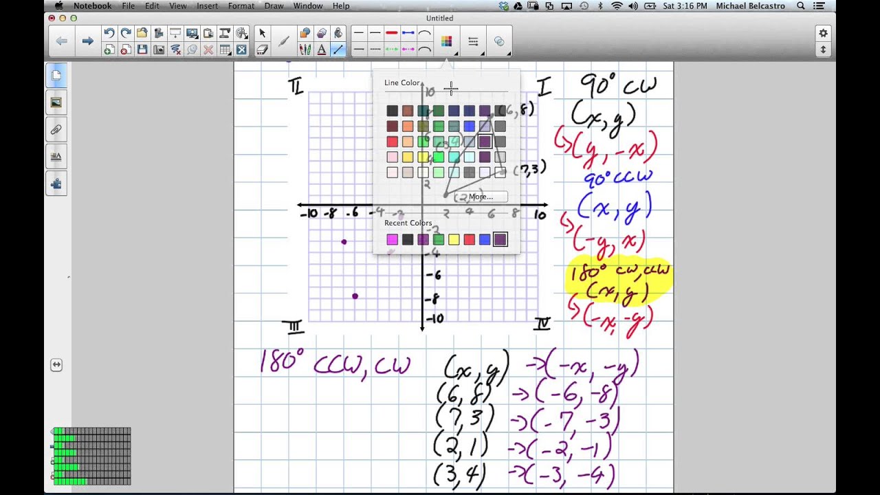 Rotation of 180 degrees by Coordinates (Grade 8 Nelson Lesson 7.3 3 9 ...