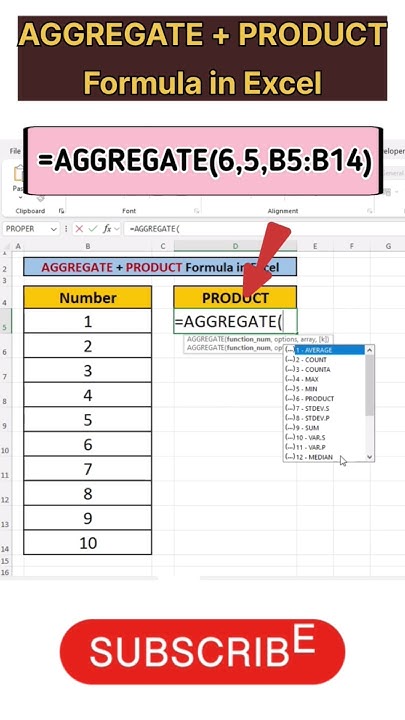 AGGREGATE + PRODUCT Formula in Excel#excel#exceltutorial#excelformula#shorts#viral#excelshorts# ...