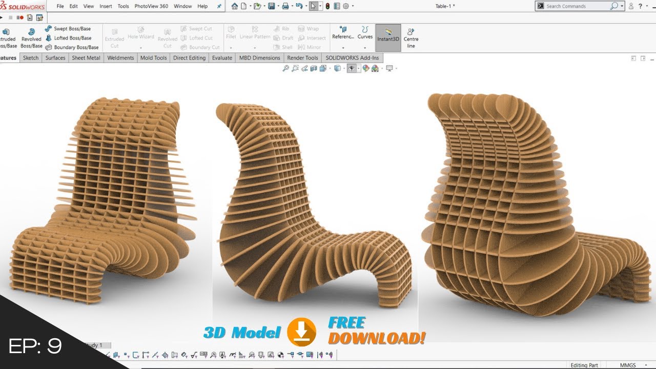 Solid works - Furniture Design | Modern Chair | EP09 - YouTube