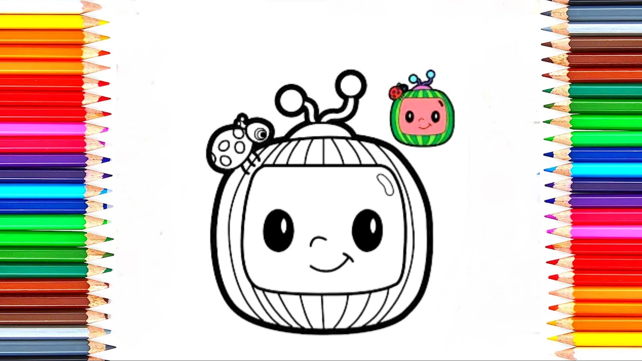 How to draw and color Cocomelon logo drawing, easy drawing for toddlers ...