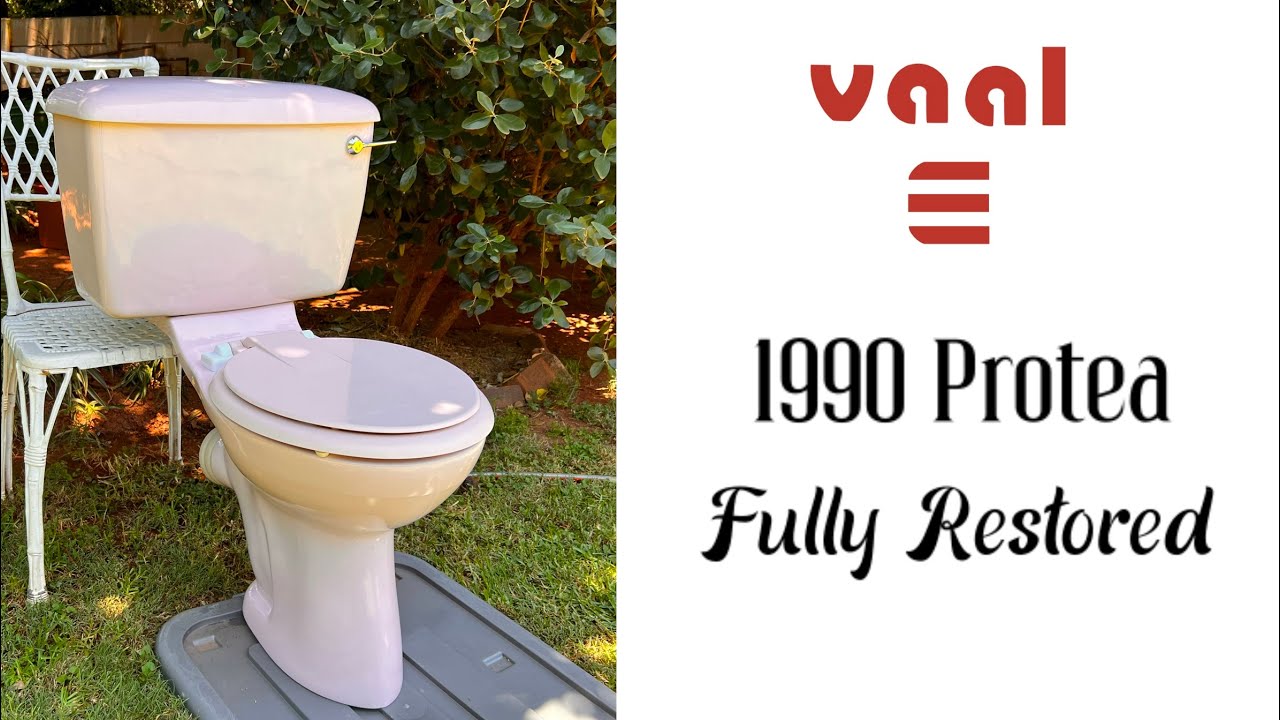 Fully restored 1990 Vaal "Protea" whisper pink close couple toilet ...