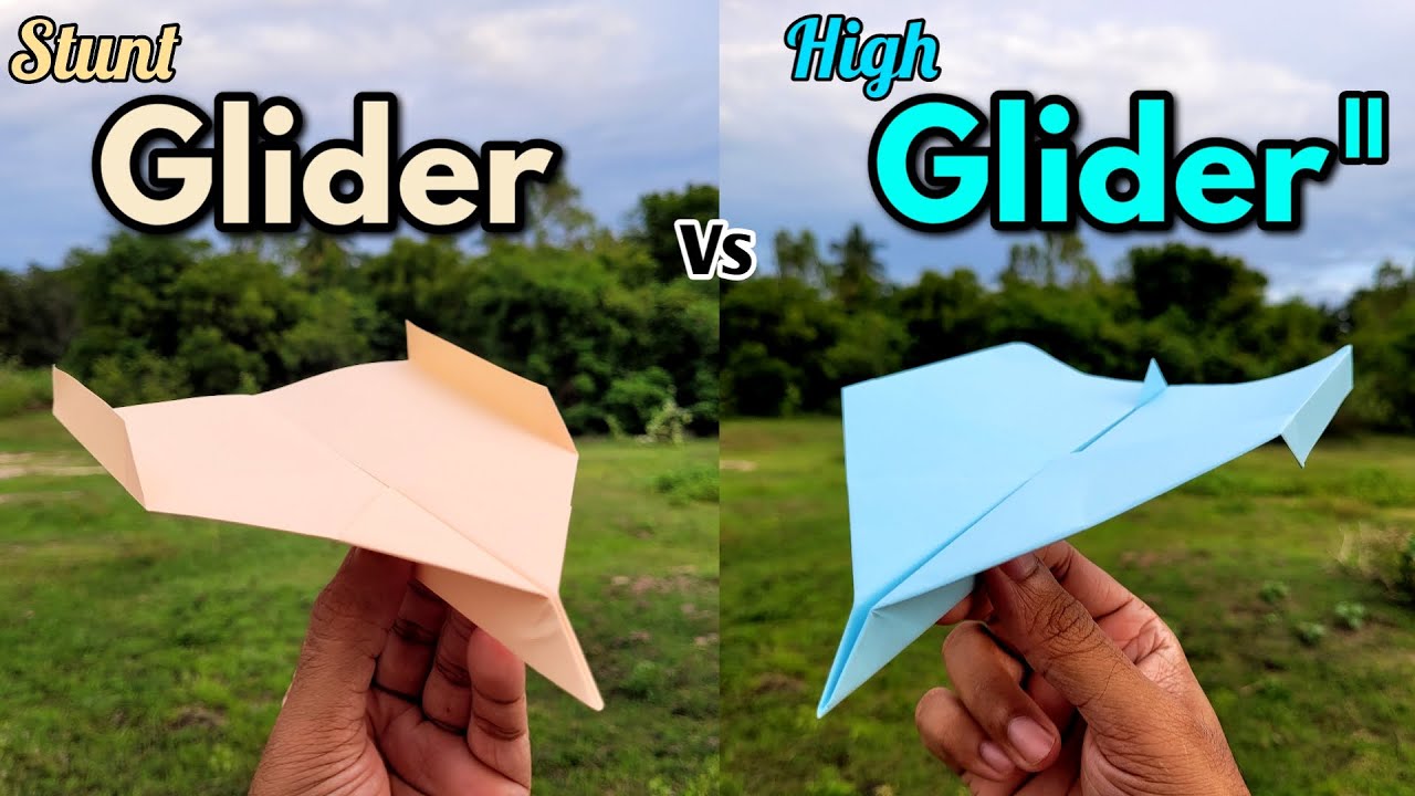 Stunt Glider vs High Glider 2 Paper Airplanes Flying Comparison and ...