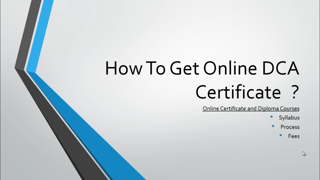 How To Get #Online #DCA #Course #Certificate | Online Computer Courses ...