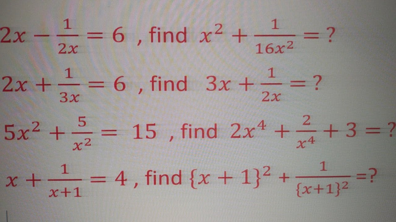 Top 10 Algebra important questions - YouTube