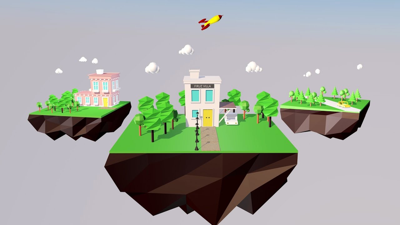 Skyland Lowpoly City (3D Animation) - YouTube