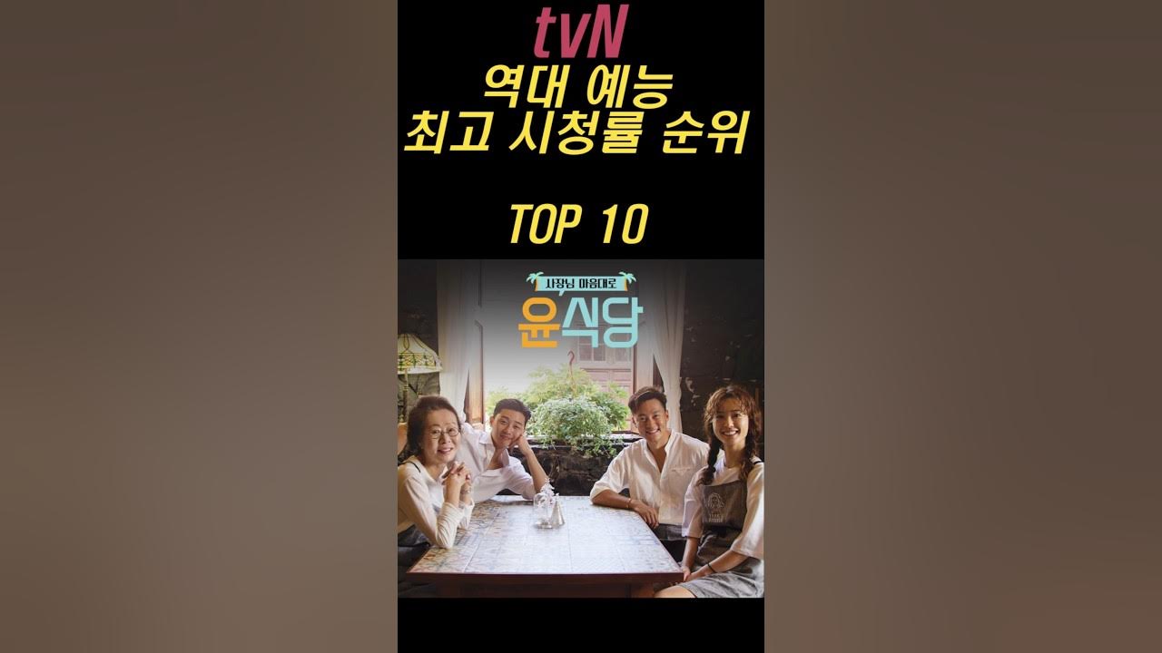 tvN 역대 예능 최고시청률 순위 TOP10 #shorts - YouTube